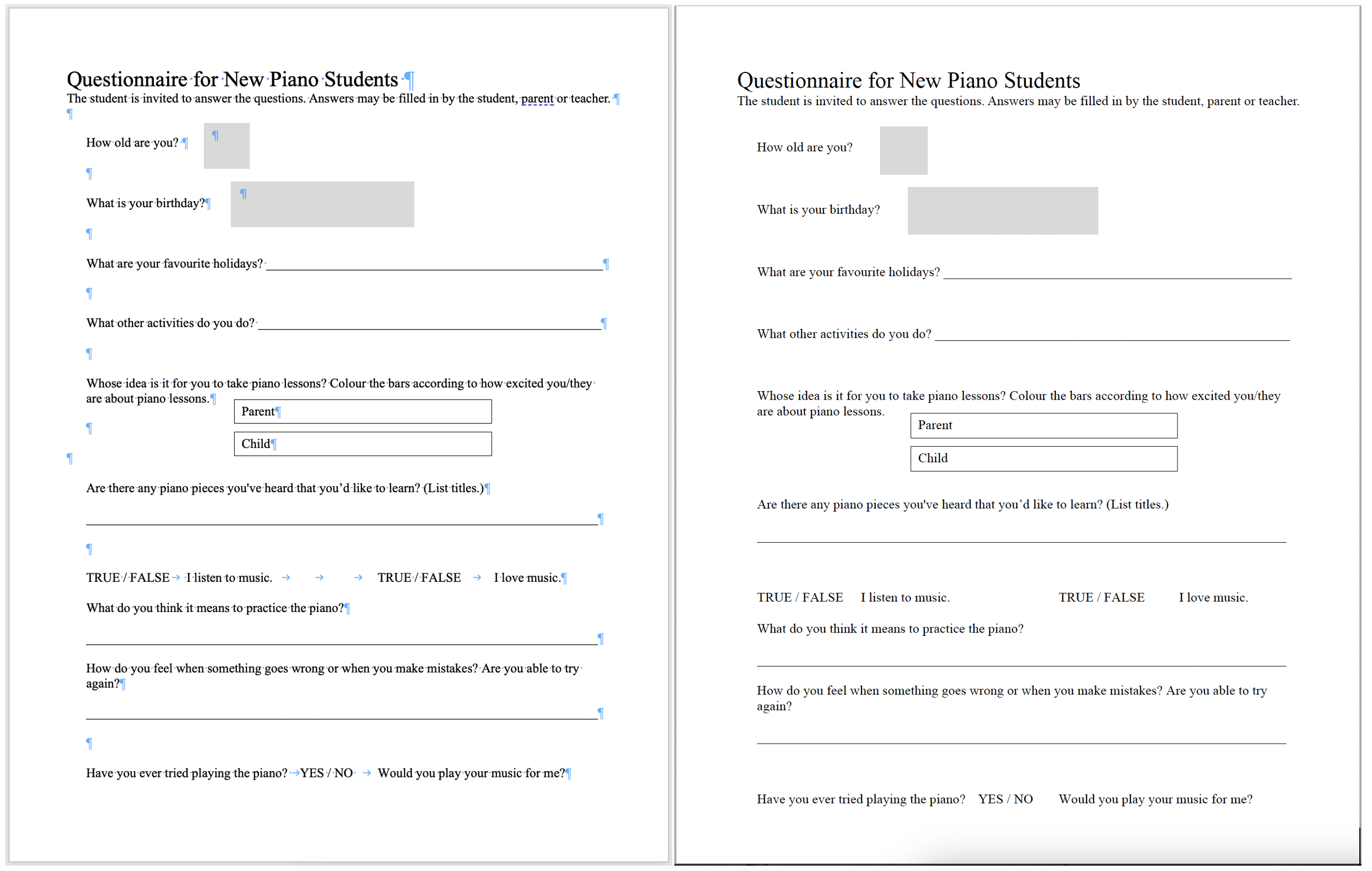 StudentQuestionnaires – Rebekah Maxner